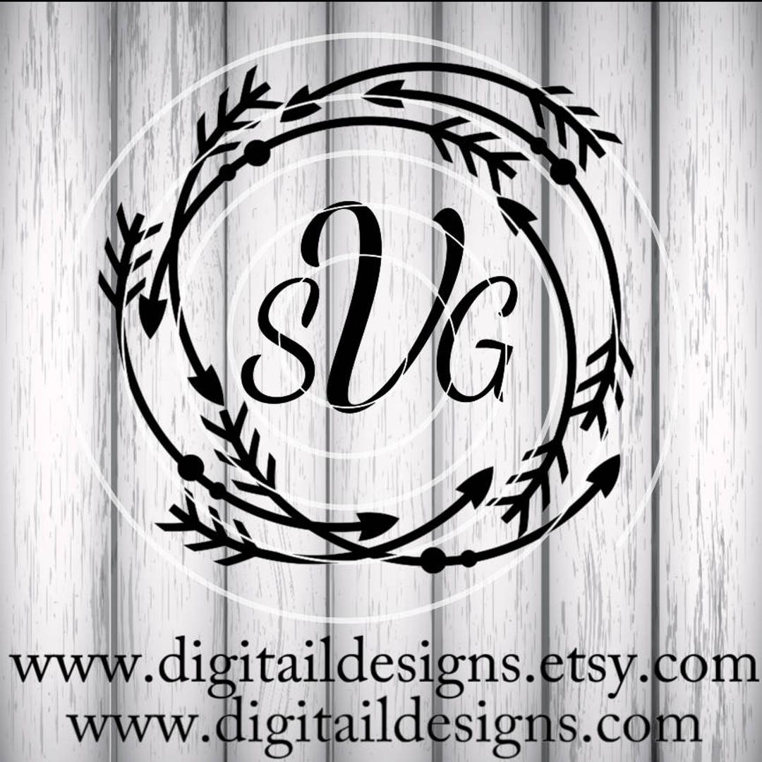 Arrow Monogram Frame SVG - Png - Dxf - Eps - Ai - Fcm - Arrow Monogram ...