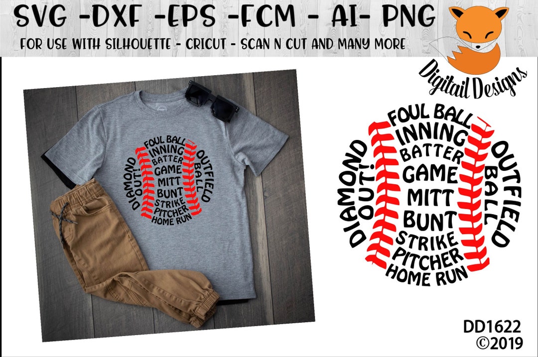 Baseball Word Art SVG Png Dxf Eps fcm ai Cut File Silhouette Cricut ...