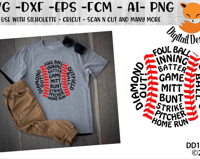Baseball Word Art SVG Png Dxf Eps fcm ai Cut File Silhouette Cricut ...