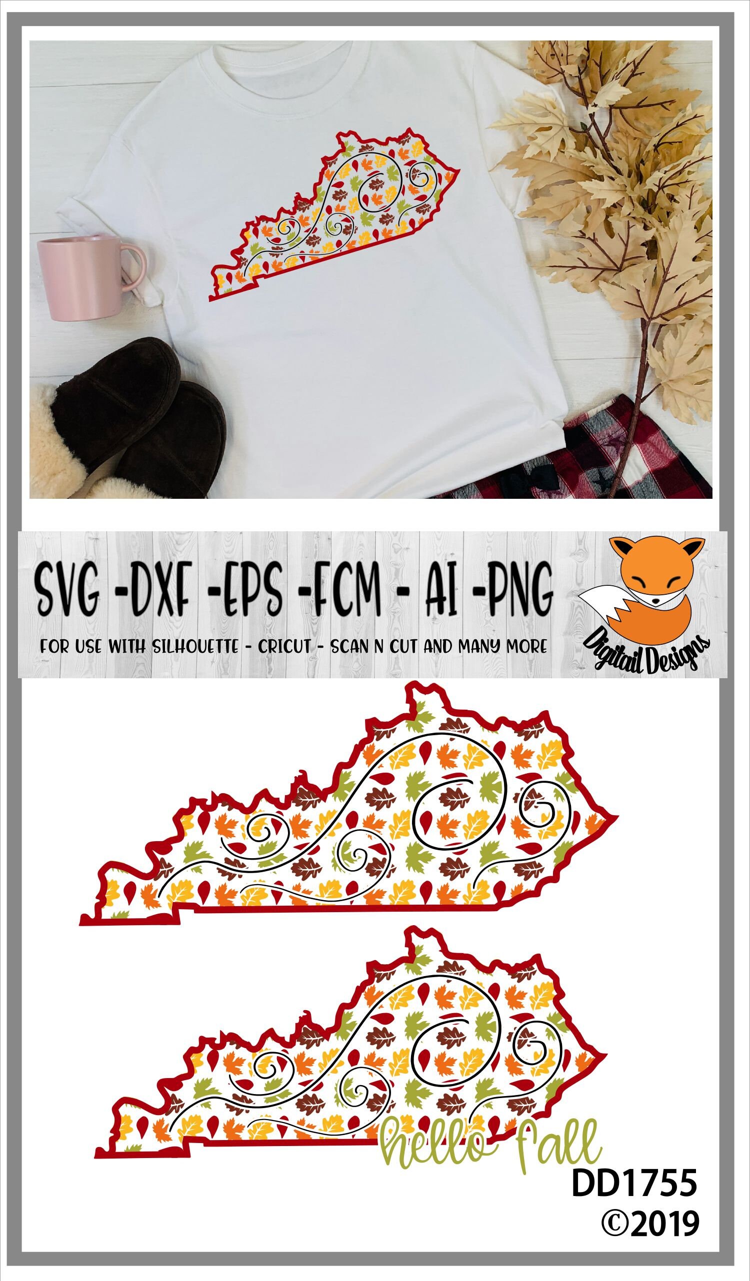 Kentucky SVG - Png - Eps - Fcm - Ai - Dxf - Cut File - Kentucky Fall ...