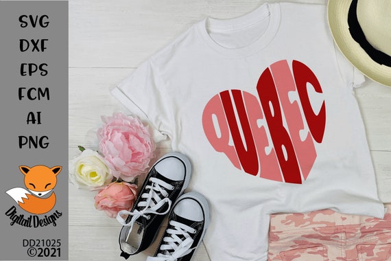 Quebec Heart Shaped Word Art SVG Png dxf Eps Ai Fcm - Etsy