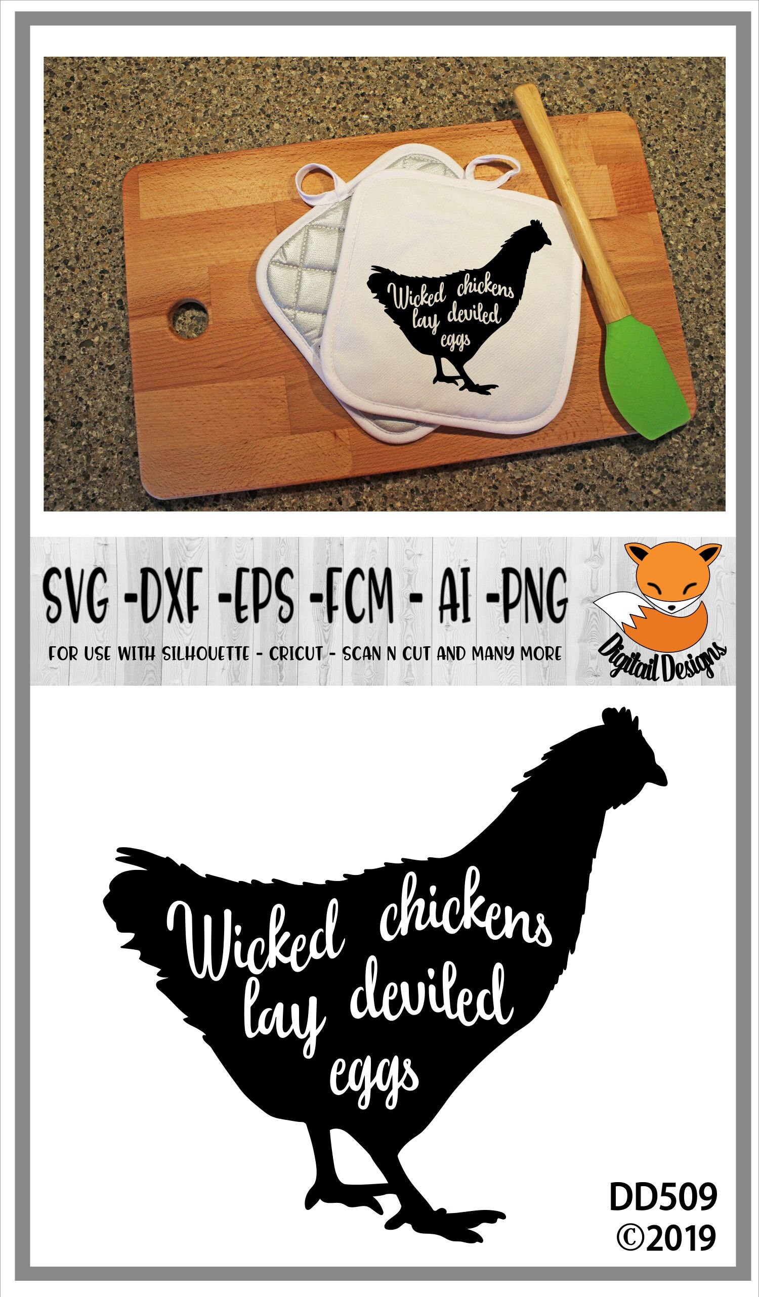 Chicken SVG - Png - Dxf - Eps - Fcm - Ai - Cut File for Silhouette ...