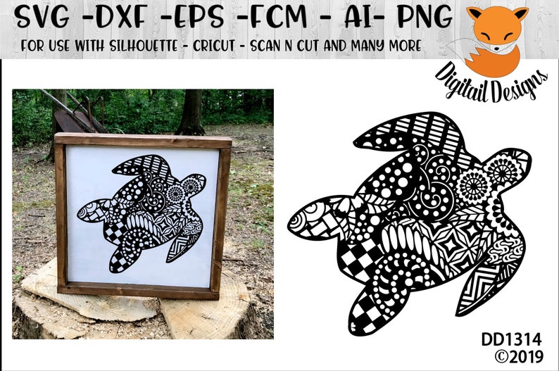 Zentangle Sea Turtle SVG - Dxf - Png - Eps - Ai - Fcm - Cricut ...