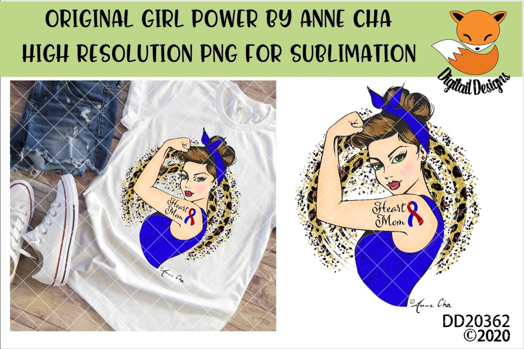 Girl Power CHD Heart Mom by Anne Cha PNG Design for Sublimation - Etsy