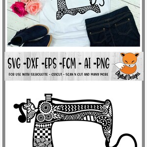Zentangle Sewing Machine SVG - Png - Eps - Fcm - Ai - Doodle Sewing ...