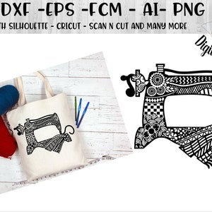 Zentangle Sewing Machine SVG - Png - Eps - Fcm - Ai - Doodle Sewing ...
