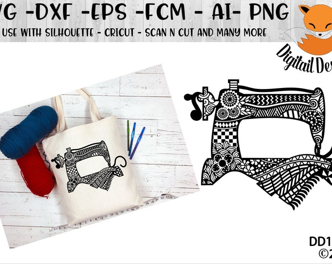 Zentangle Sewing Machine SVG Png Eps Fcm Ai Doodle Sewing Machine SVG ...