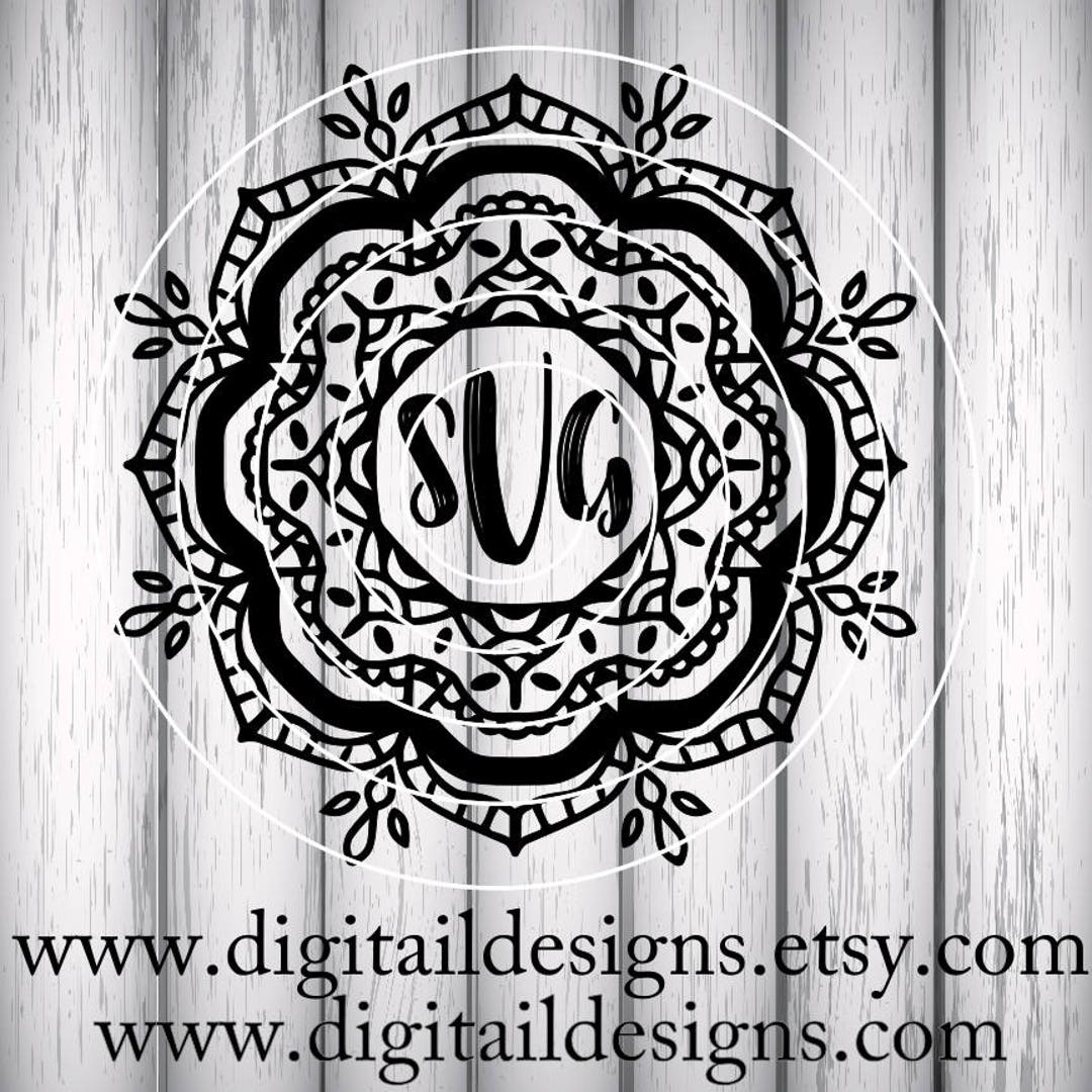 Mandala Monogram Frame SVG - Png - Dxf - Eps - Ai - Fcm - Mandala ...