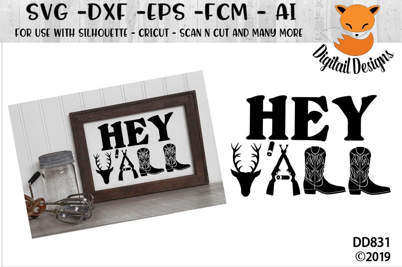 Hey Y'all SVG Png-dxf Eps ai Fcm Silhouette | Etsy
