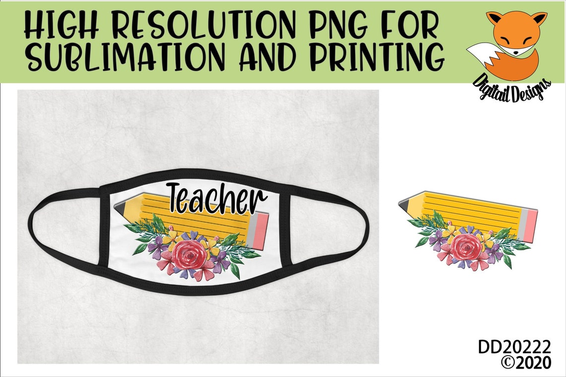 School Face Mask Design PNG - Instant Download - Teacher Face Mask ...