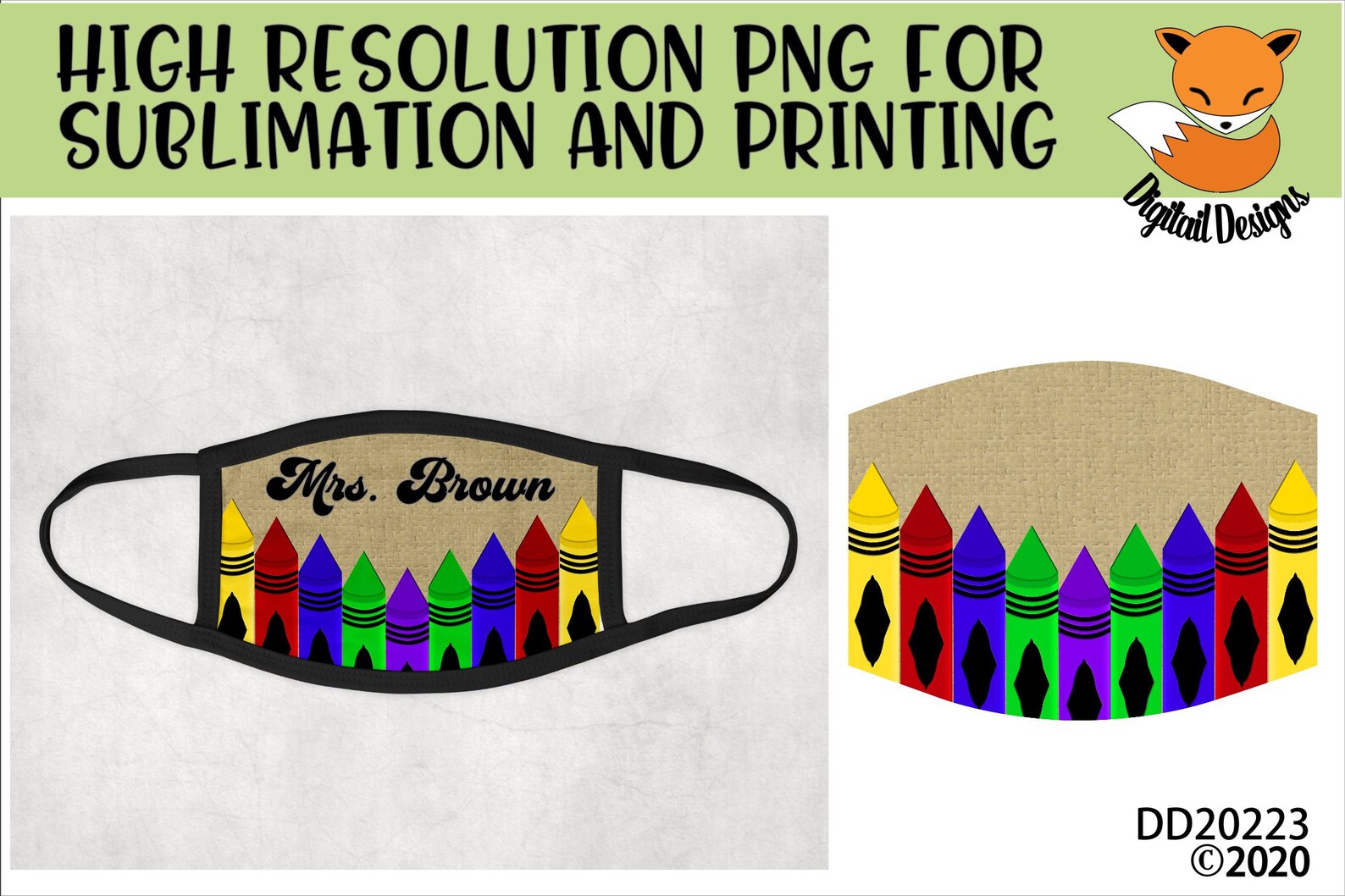 Crayon School Face Mask Design PNG Instant Download Face - Etsy