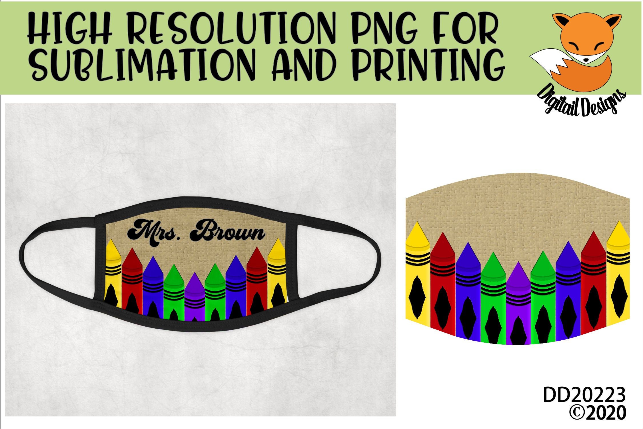 Crayon School Face Mask Design PNG - Instant Download - Face Mask ...