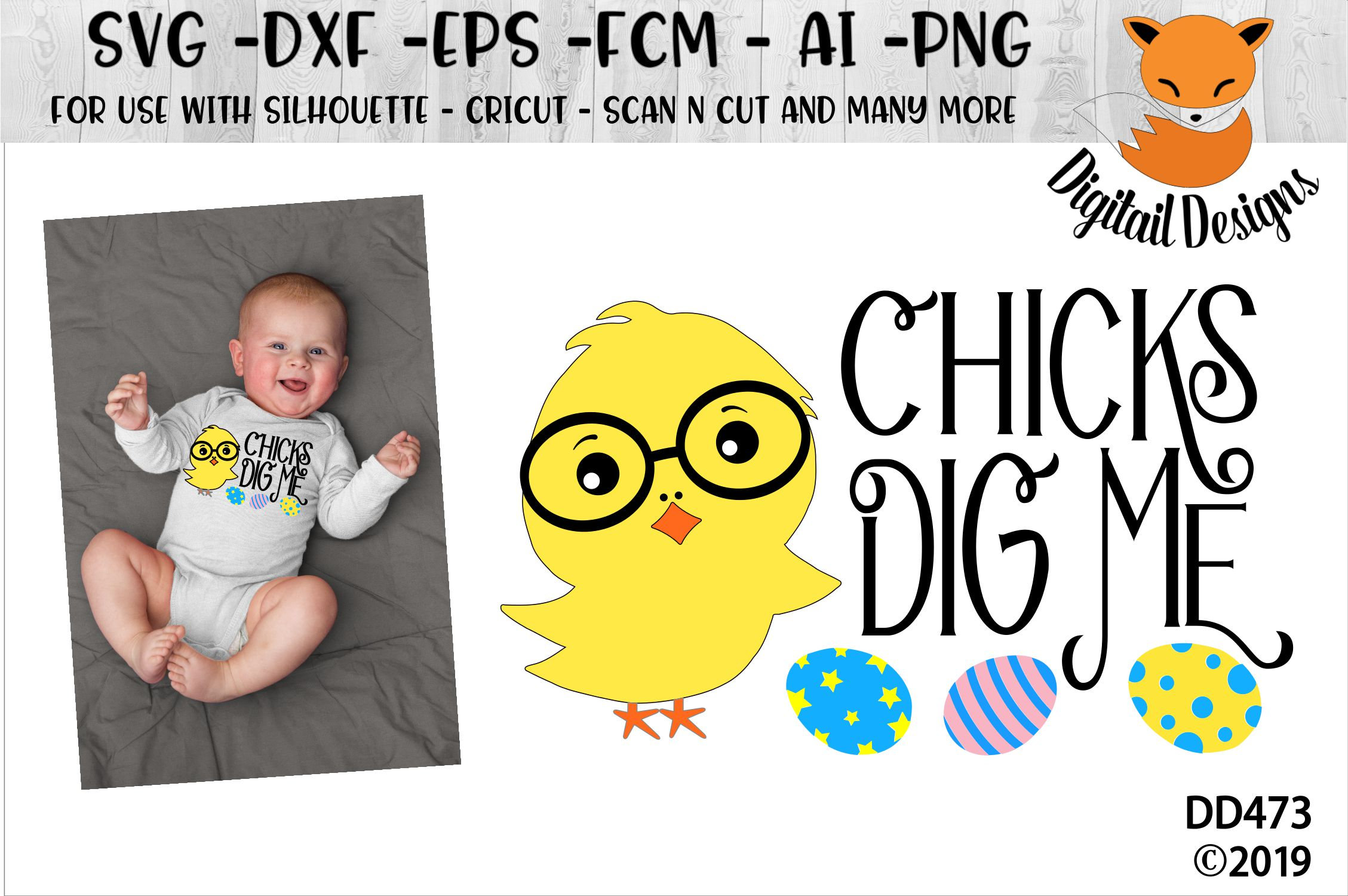 Easter Chick SVG - Png - Dxf - Eps - Ai -fcm - Cut File - Silhouette ...