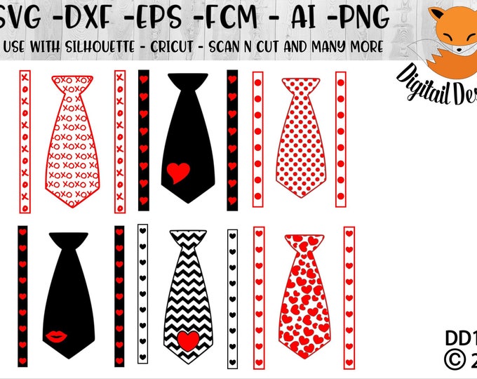 Valentine Tie Bundle SVG Png Fcm Eps Dxf Ai Cut File Silhouette Cricut ...