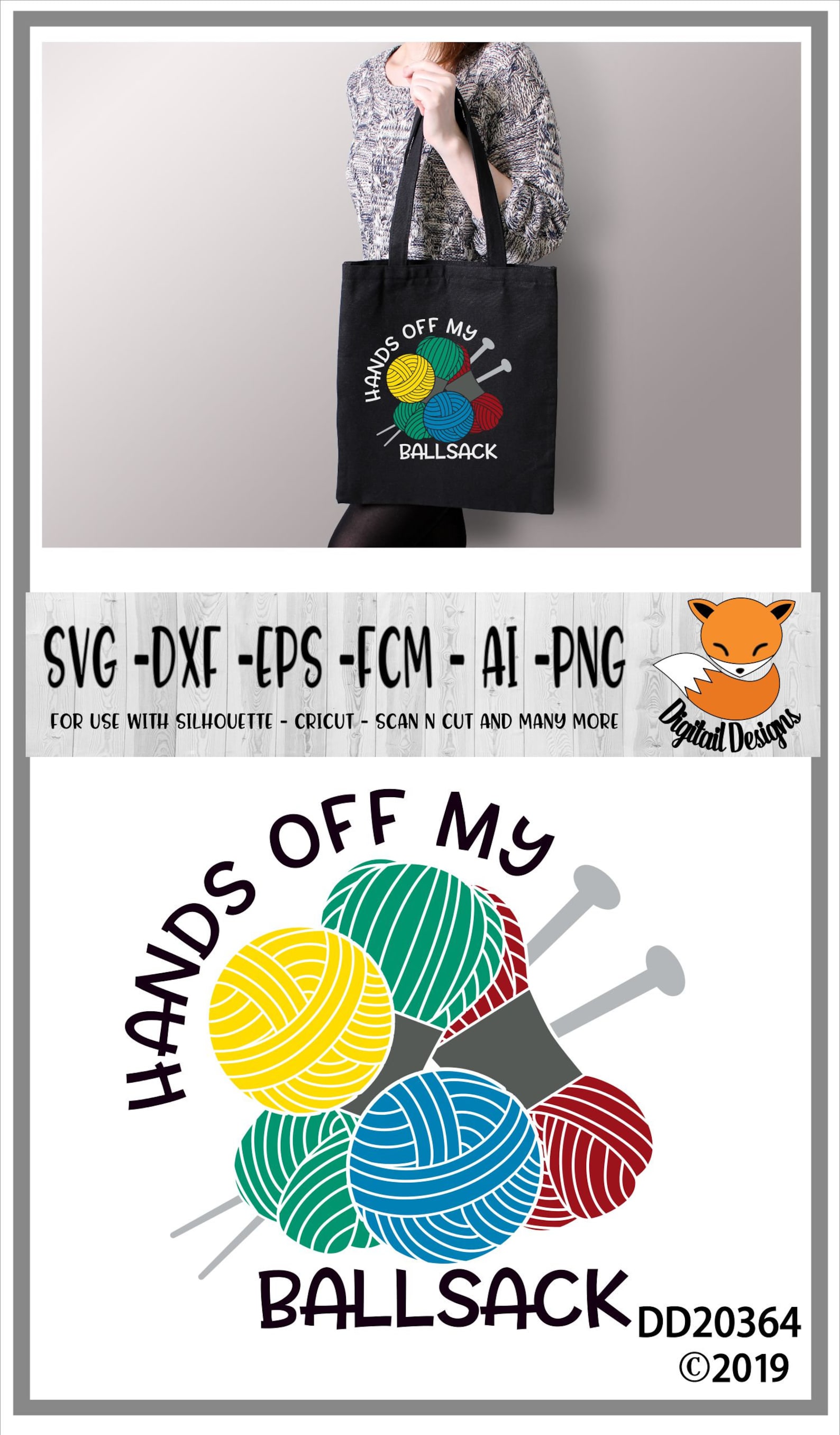 Knitting Hands off My Ballsack SVG Dxf Png Fcm Eps - Etsy