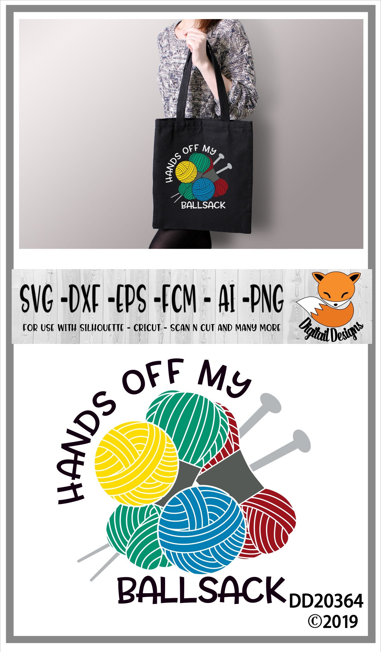 Knitting Hands off My Ballsack SVG Dxf Png Fcm Eps - Etsy