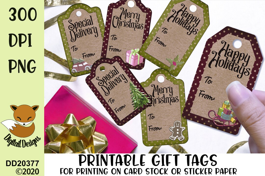 Printable Christmas Gift Tags - Sublimation Gift Tags - Gift Tag ...