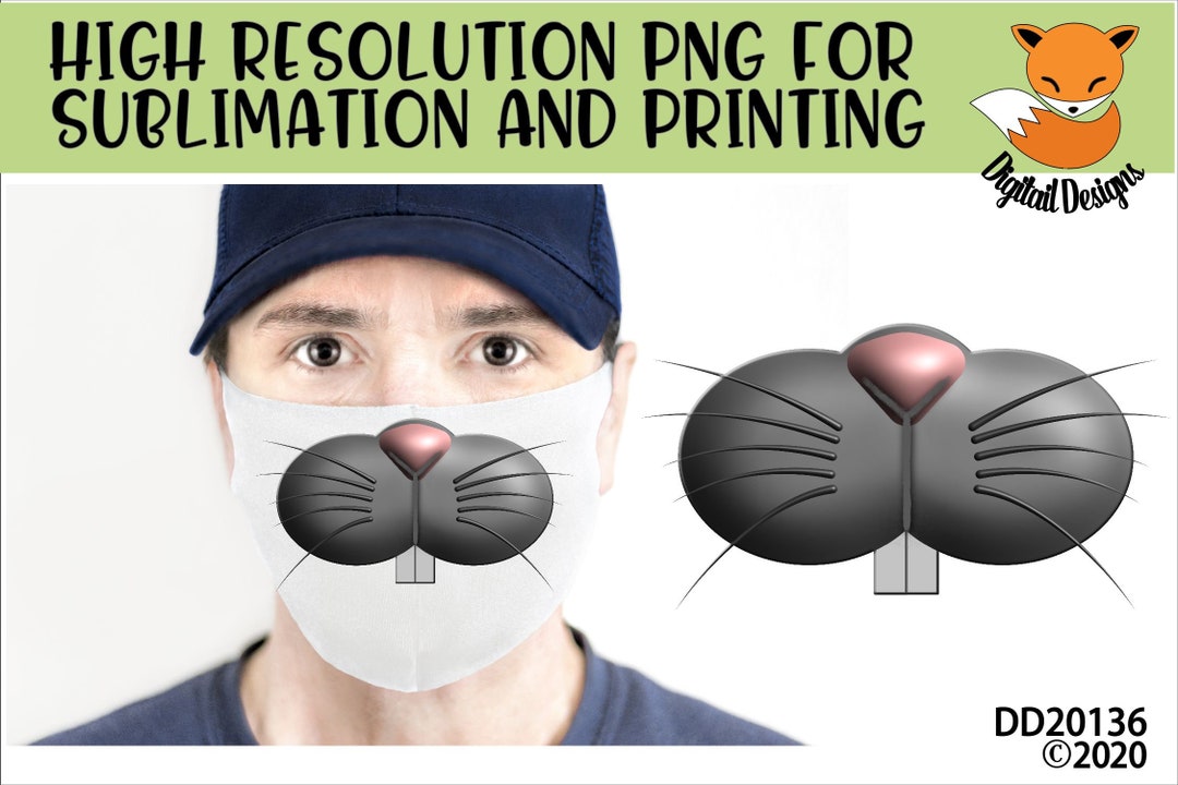Rabbit Nose Face Mask Design PNG - Instant Download - Face Mask ...