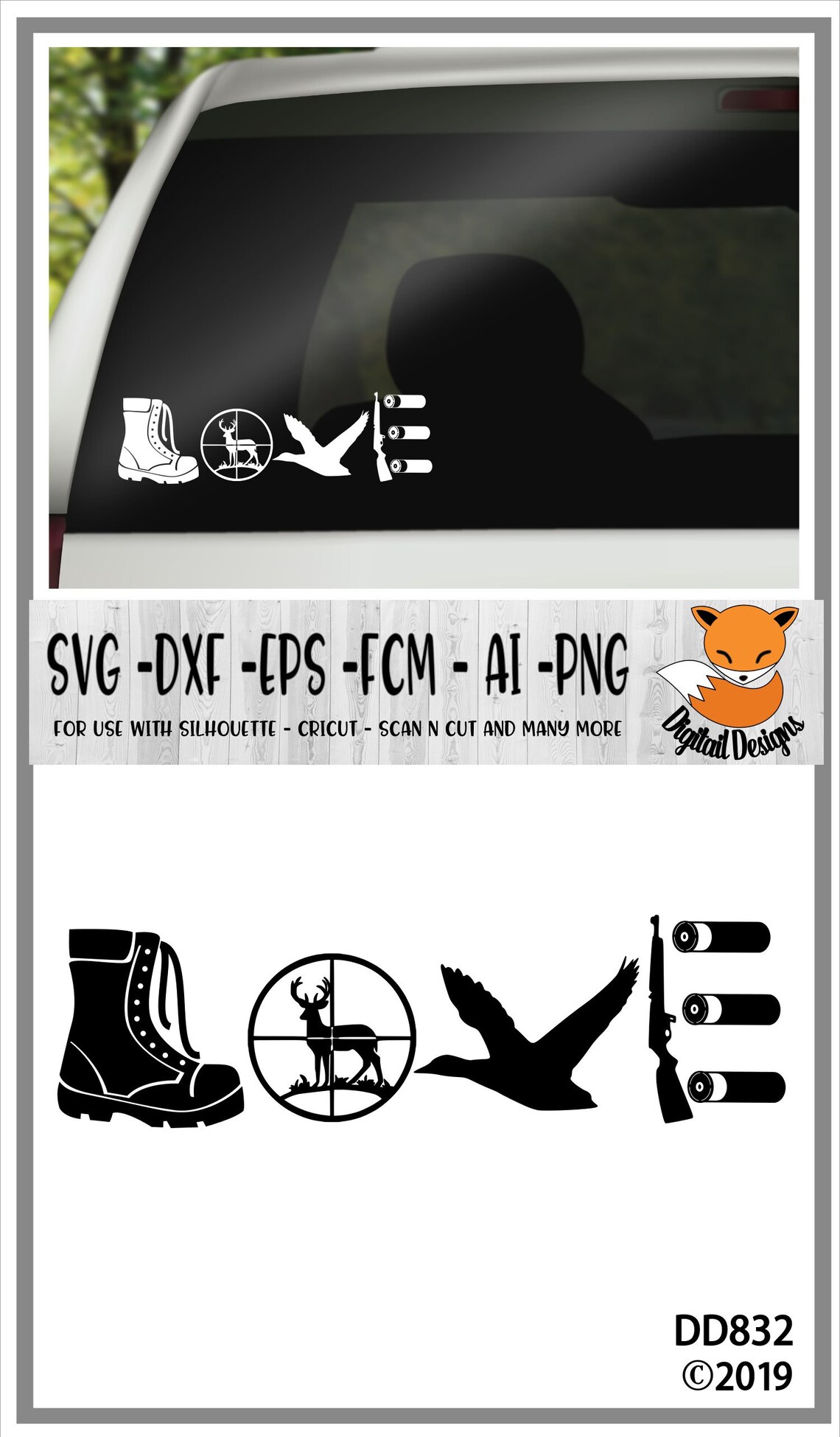 Hunting Love SVG - Png - Fcm - Eps - Dxf - Ai - Cut File - Silhouette ...