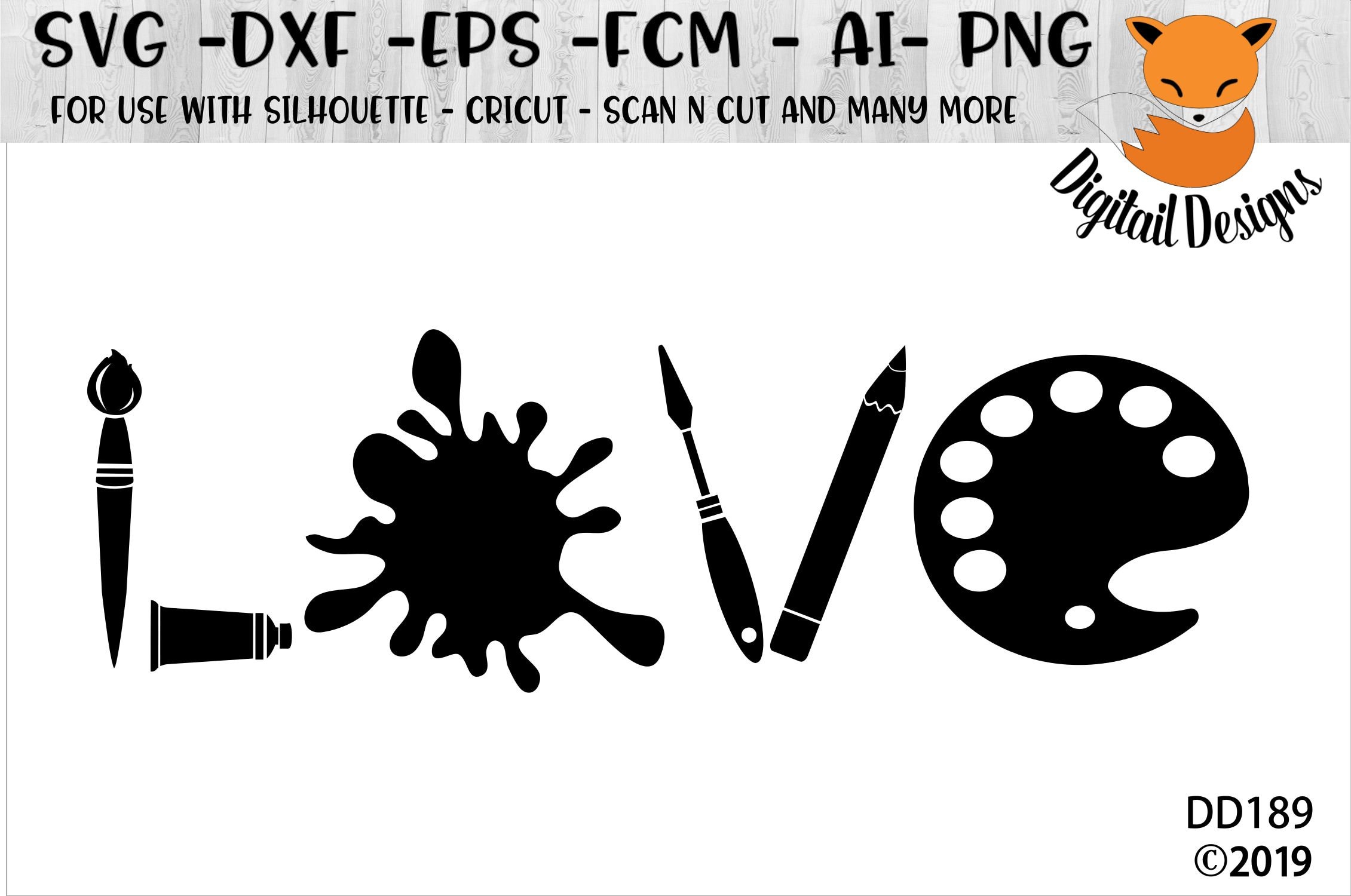Artist Love SVG - Png - Dxf - Eps - Fcm - Ai - Cut File for Silhouette ...