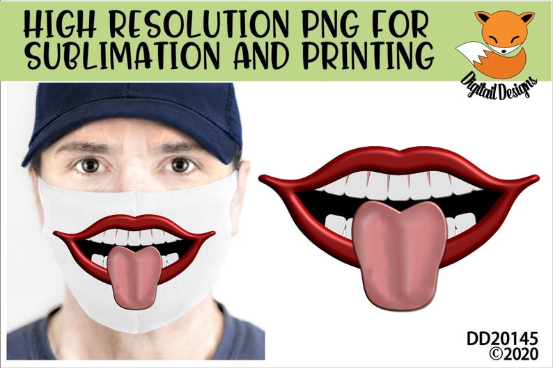 Funny Lips Face Mask Design PNG - Instant Download - Face Mask ...