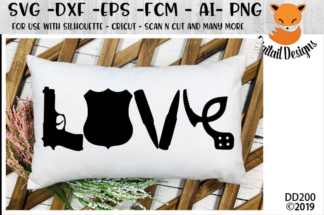 Police Love Word Art SVG - Png - Dxf - Eps - Fcm - Ai - Law Enforcement ...