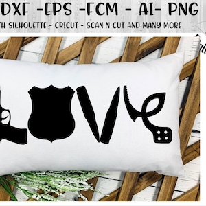 Police Love Word Art SVG - Png - Dxf - Eps - Fcm - Ai - Law Enforcement ...