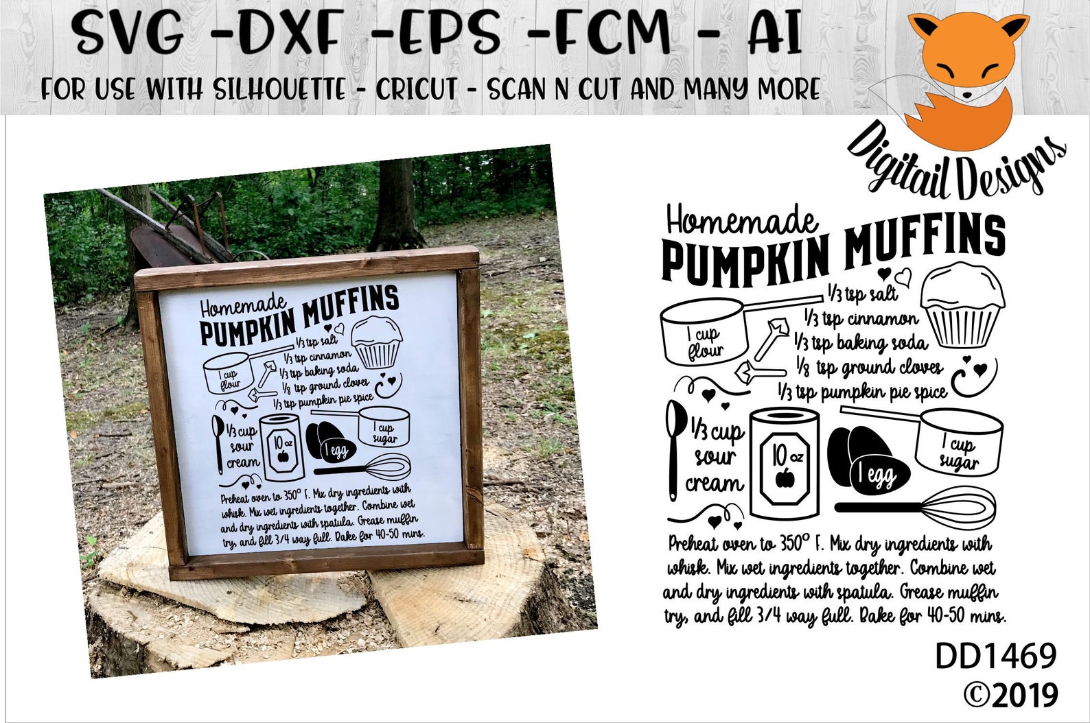 Pumpkin Muffin Recipe SVG - Dxf - Png - Eps - Fcm - Ai - Silhouette ...
