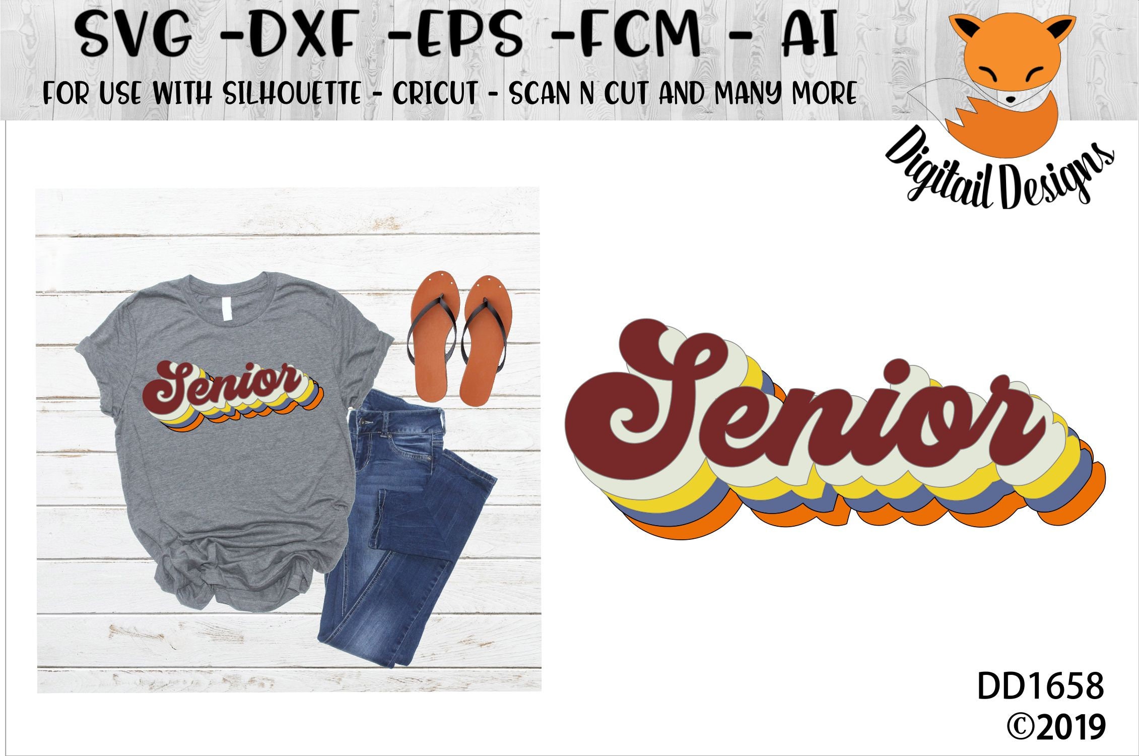 Retro Senior SVG - Vintage Senior SVG - Dxf - Eps - Ai - Fcm - Cut File ...