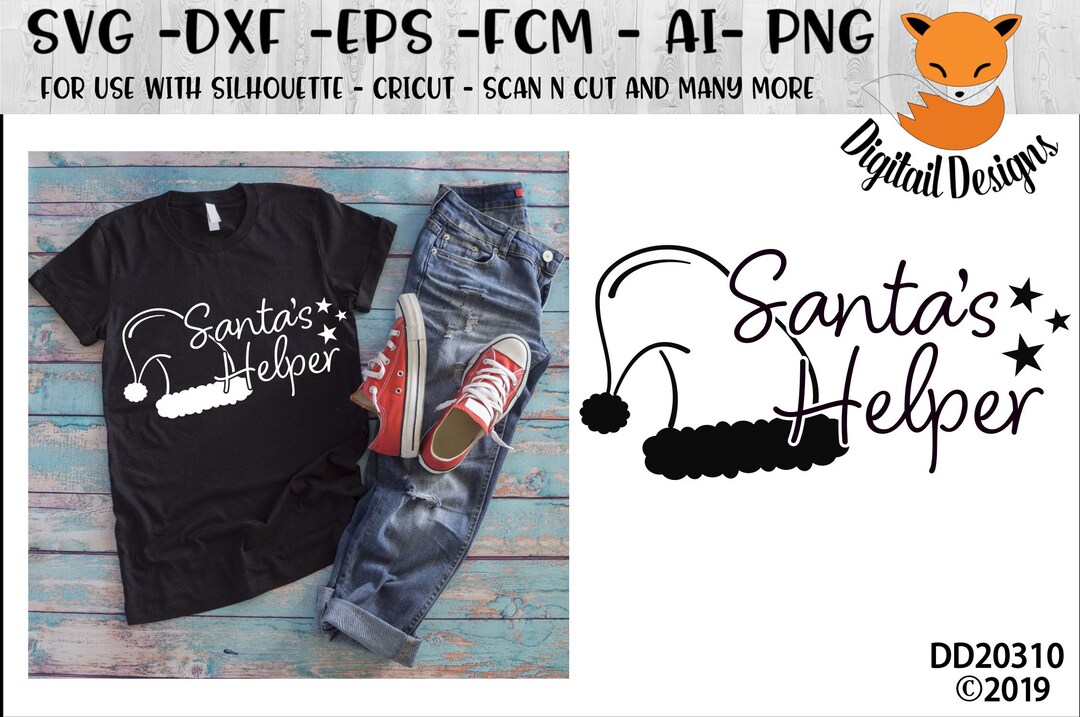 Santa's Helper SVG - Png - Dxf - Fcm - Eps - Ai - Cut File - Silhouette ...