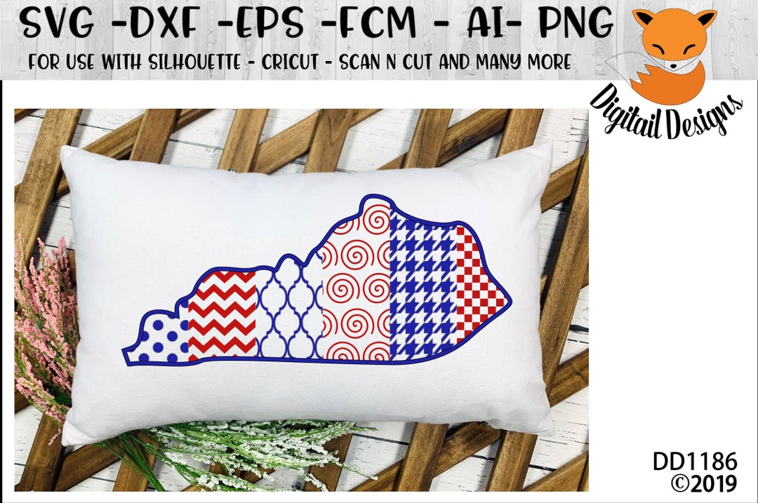 Kentucky Patchwork State SVG - Png - Dxf - Eps - Fcm - Ai - Kentucky ...