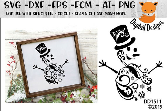 Swirl Snowman SVG Png Dxf Eps Fcm Ai Cut File for - Etsy