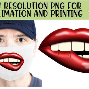 Funny Lips Face Mask Designs PNG Instant Download Face Mask Sublimation ...