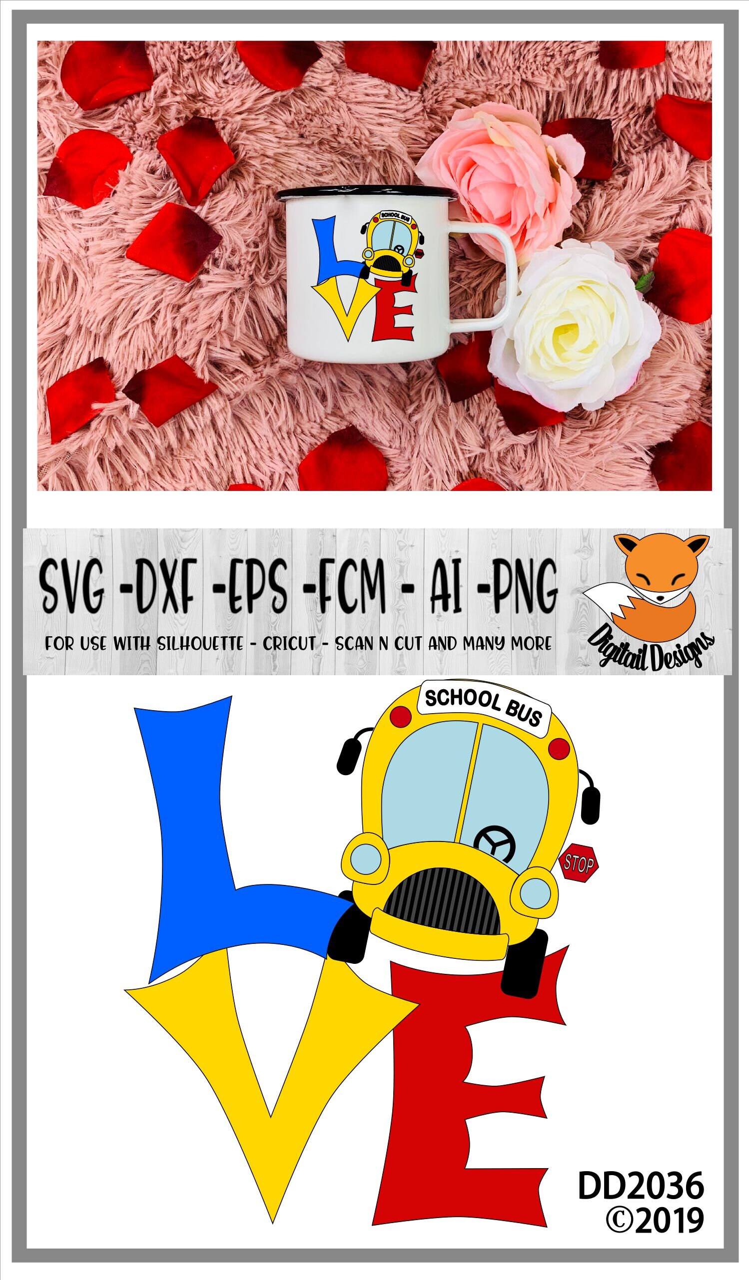 Love School Bus Driver SVG Png Dxf Eps Fcm Ai | Etsy