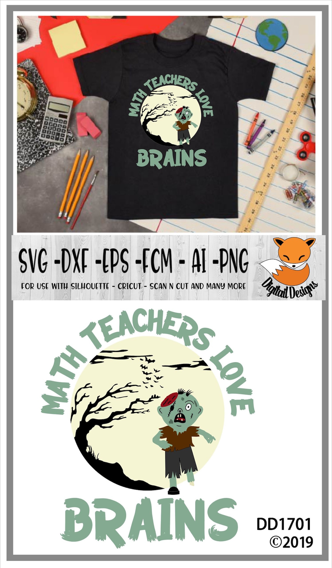 Math Teachers Love Brains Zombie Halloween SVG Dxf Png - Etsy