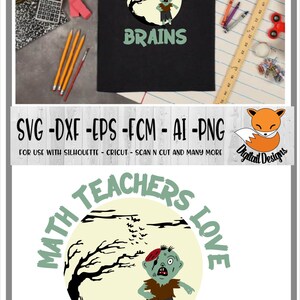 Math Teachers Love Brains Zombie Halloween SVG Dxf Png - Etsy