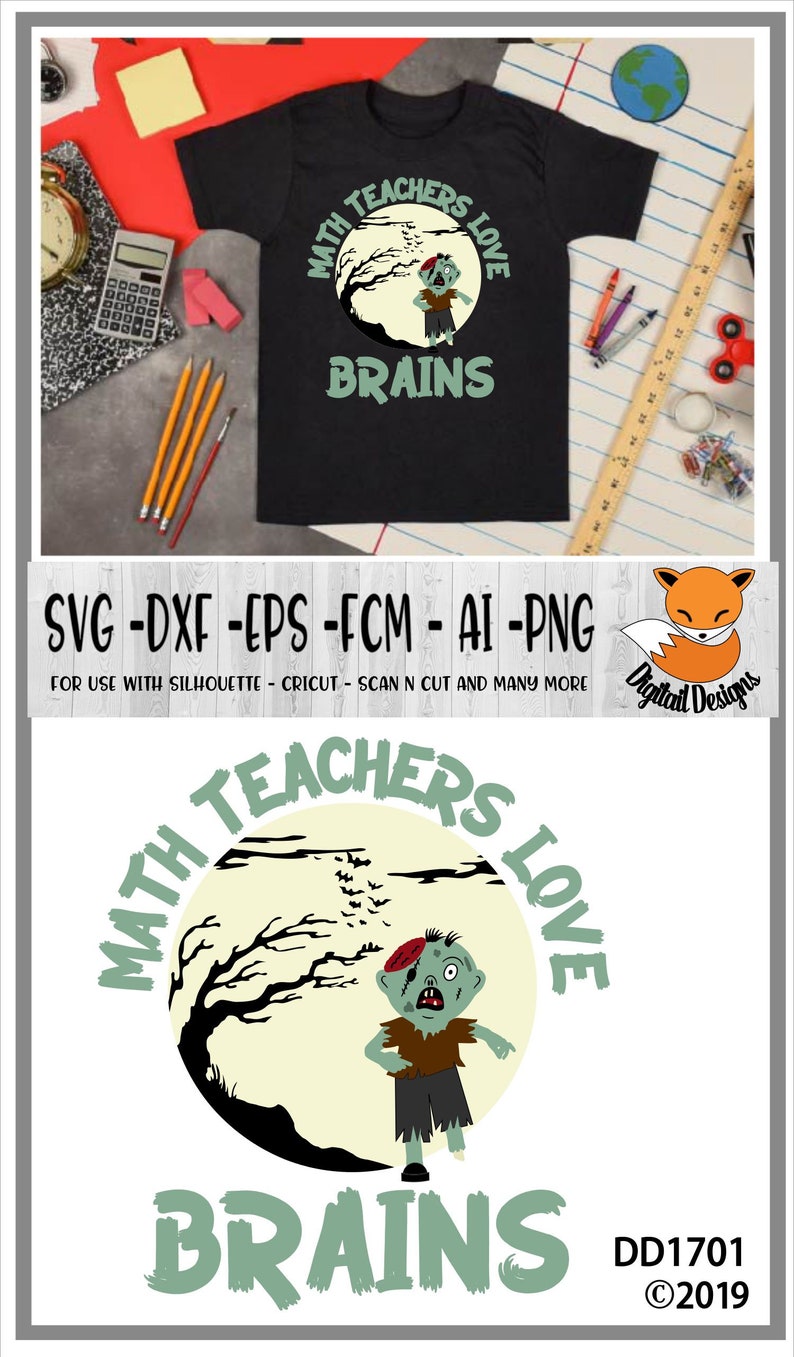 Math Teachers Love Brains Zombie Halloween SVG Dxf Png - Etsy