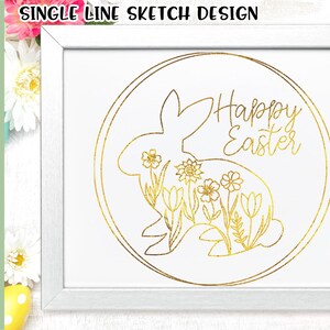 Foil Quill Single Line Easter Bunny Design - SVG - Dxf- Eps - Fcm - Ai ...