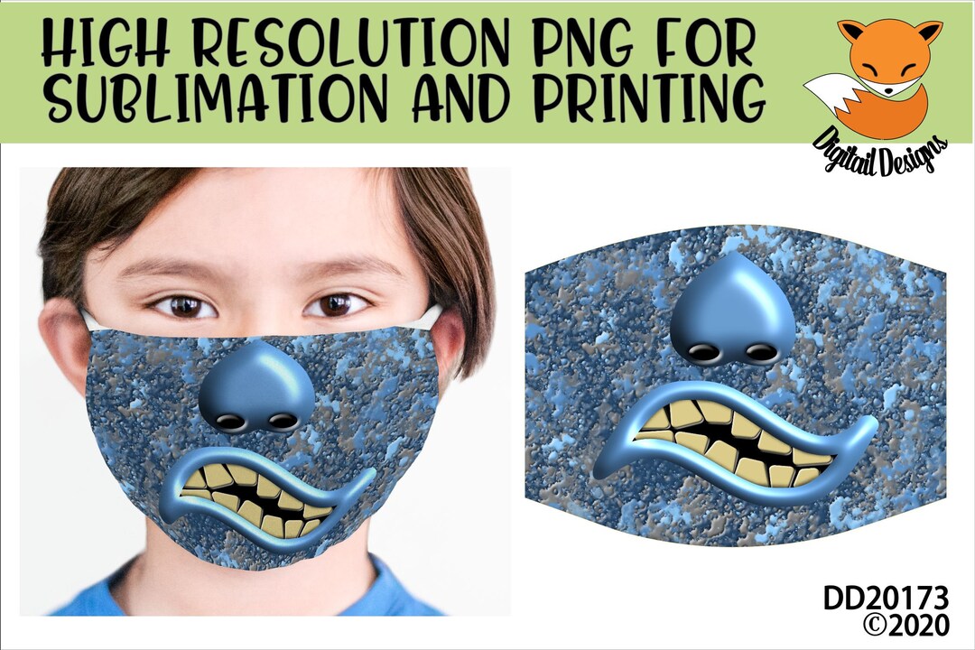 Funny Monster Mouth Face Mask Design PNG - Instant Download - Face Mask ...