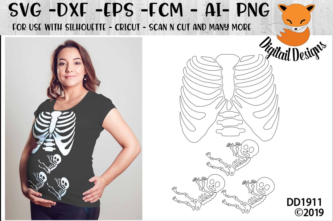 Baby Skeleton Triplets SVG - PNG - DXF - Eps - Fcm - Ai - Cut File ...