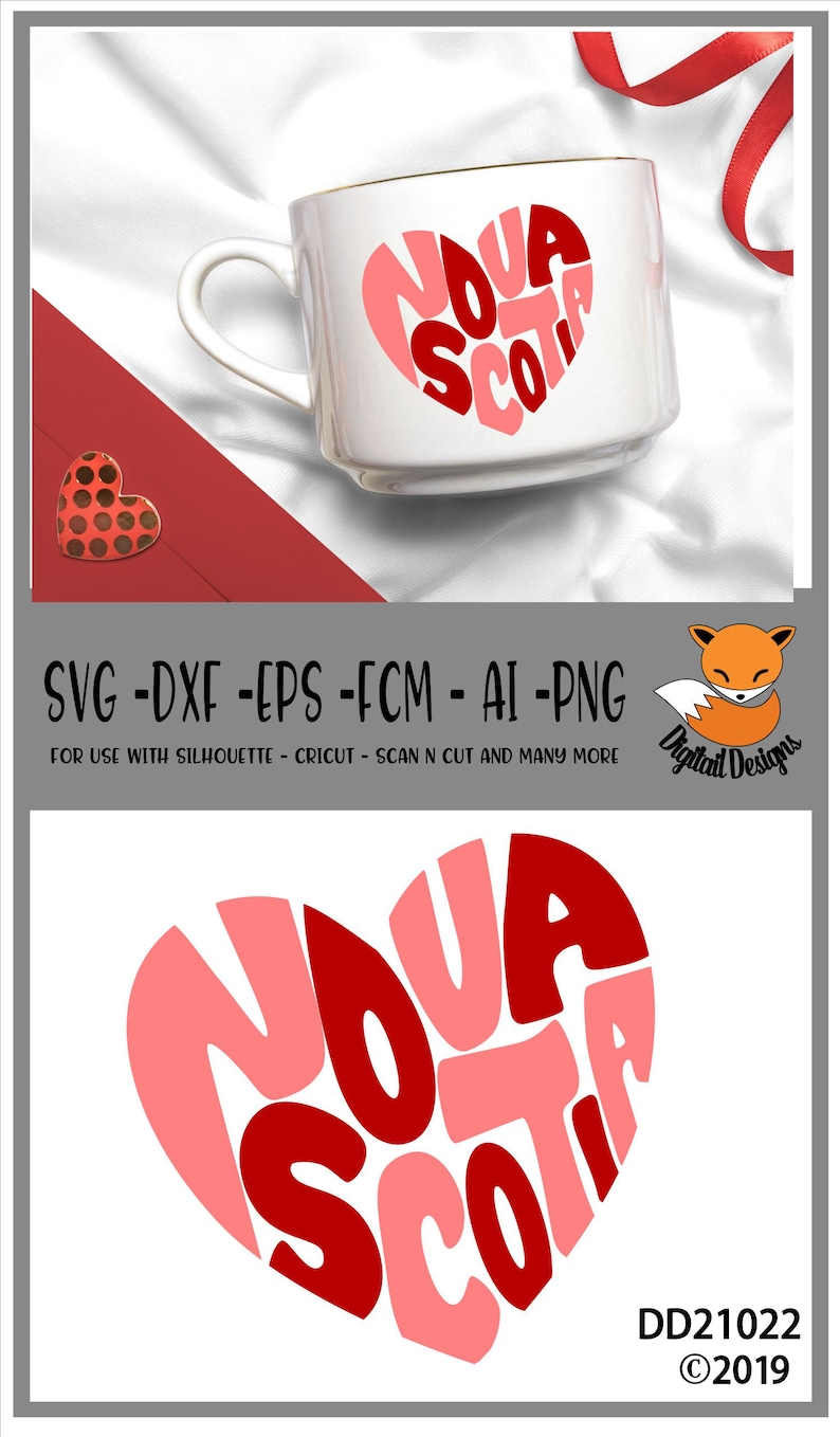 Nova Scotia Heart Shaped Word Art SVG Png dxf Eps Ai | Etsy