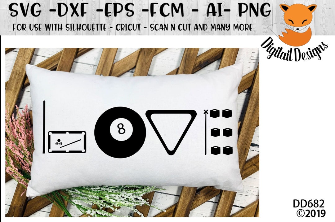 Billiards Love SVG - Png - Dxf -eps - Fcm - Ai - Cut File - Silhouette ...