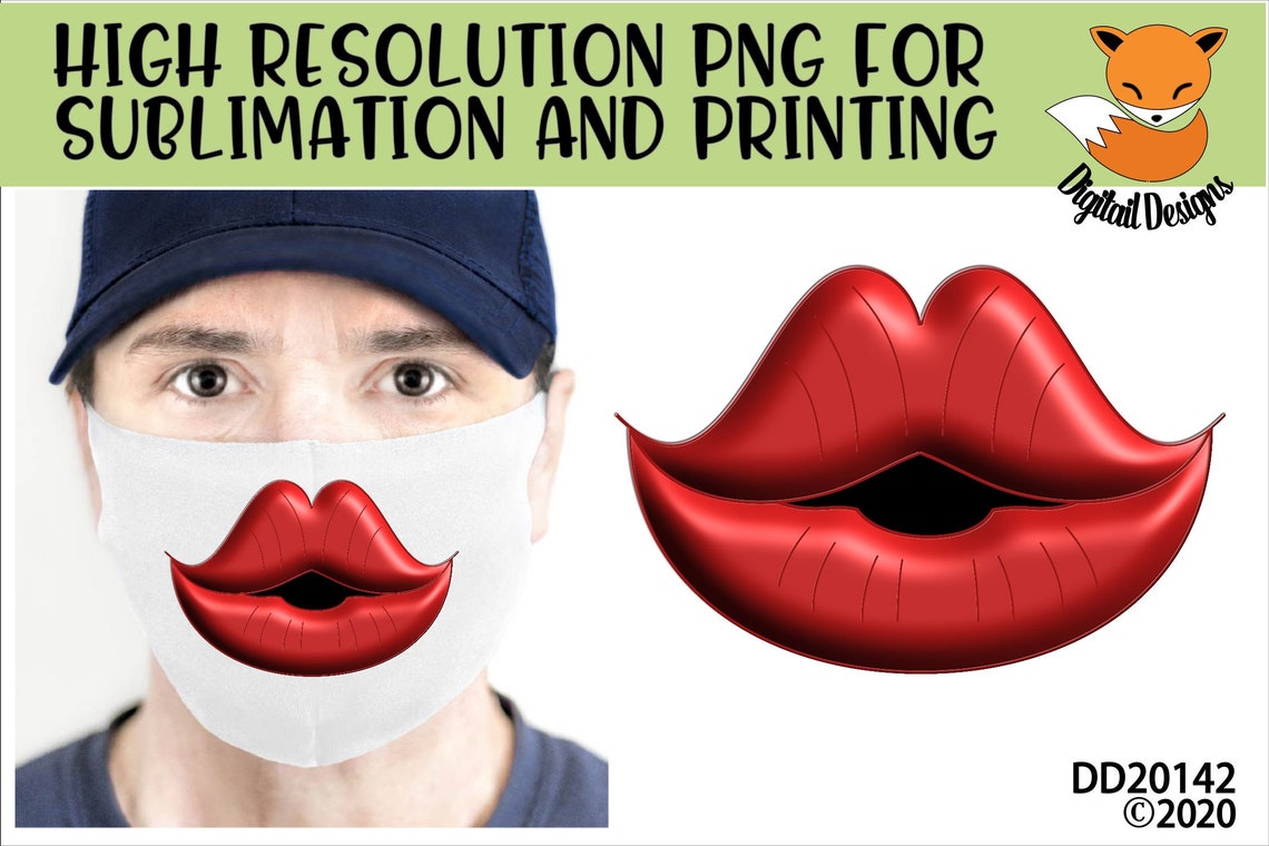 Funny Lips Face Mask Design PNG Instant Download Face Mask - Etsy