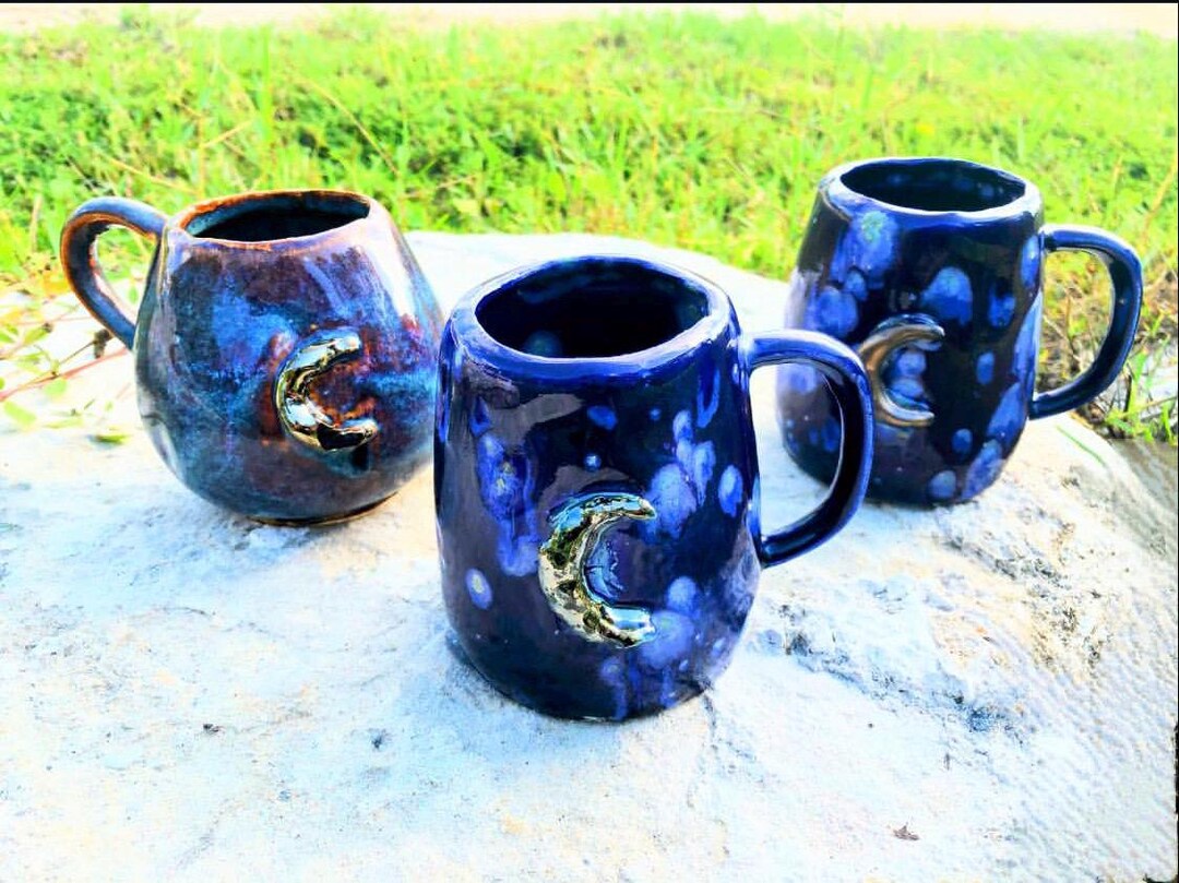 Stoneware Pottery Mugs, Stoneware Moon Galaxy Mug, Stoneware Pottery ...