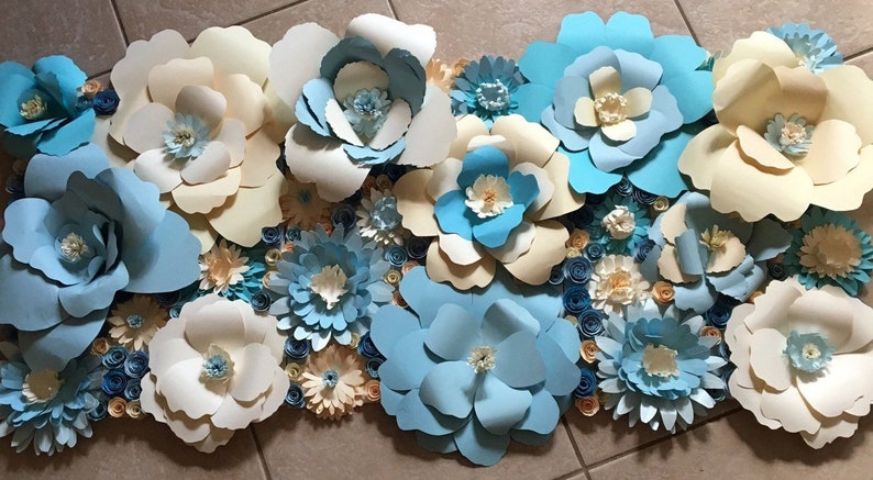 Paper Flowers /large Blue Paper Flowers/large Ivory Paper - Etsy