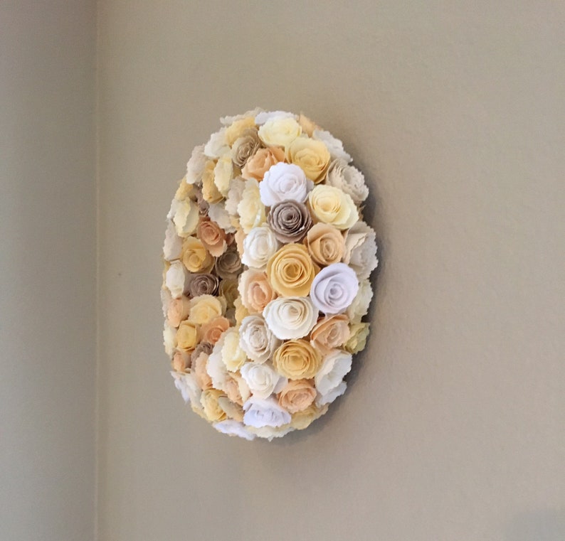 Paper flower wreath/cream paper flowers/white paper | Etsy