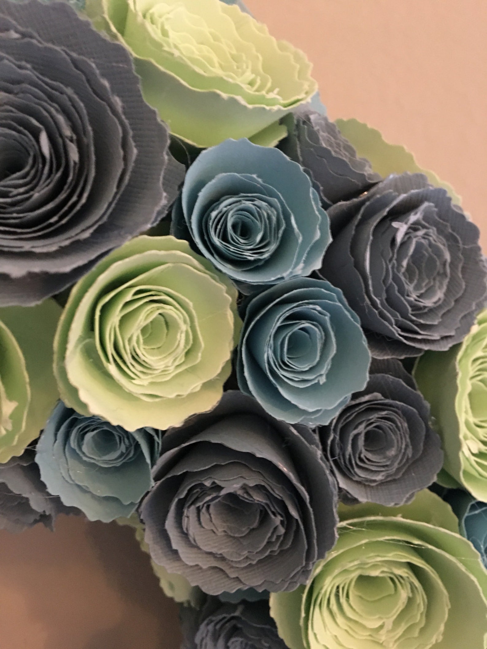 Paper Flowers/ Green Paper Flowers/dusty Blue Paper Flowers | Etsy