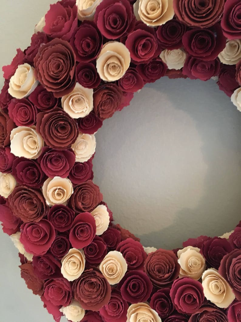 Red Paper Flowers/cream Paper Flowers/dark Red Paper - Etsy