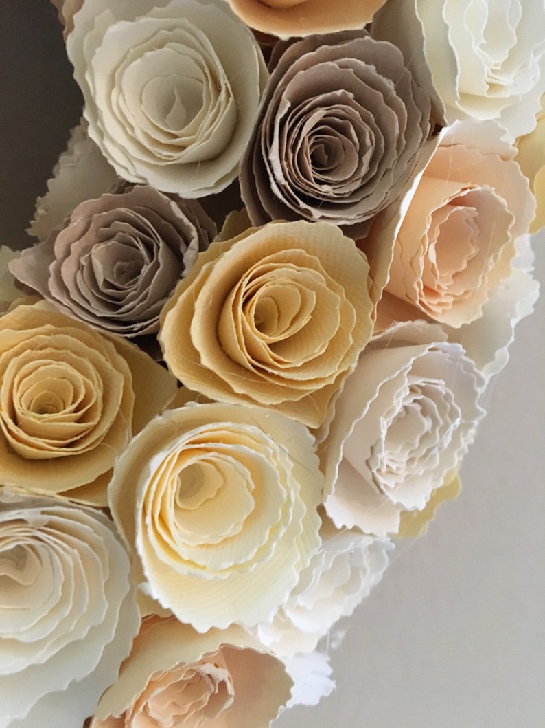 Paper Flower Wreath/cream Paper Flowers/white Paper Flowers/light ...