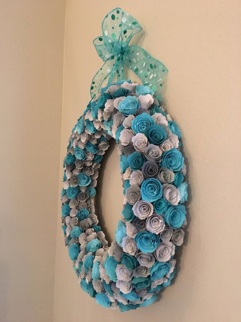 Paper flowers/Agua paper flowers/turquoise paper flowers/gray | Etsy
